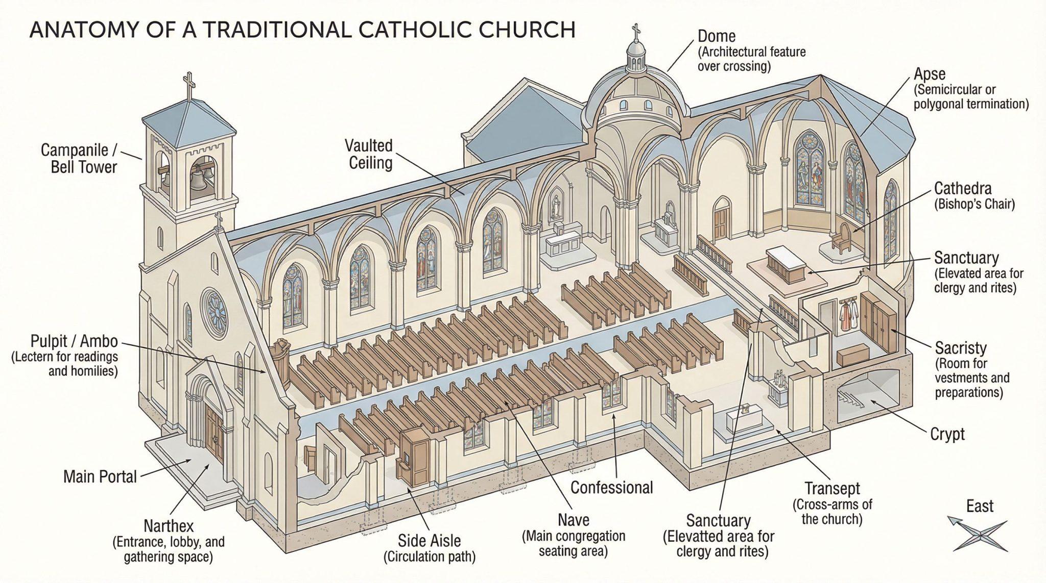 What Is the Anatomy of a Catholic Church: Nave, Altar, and More?