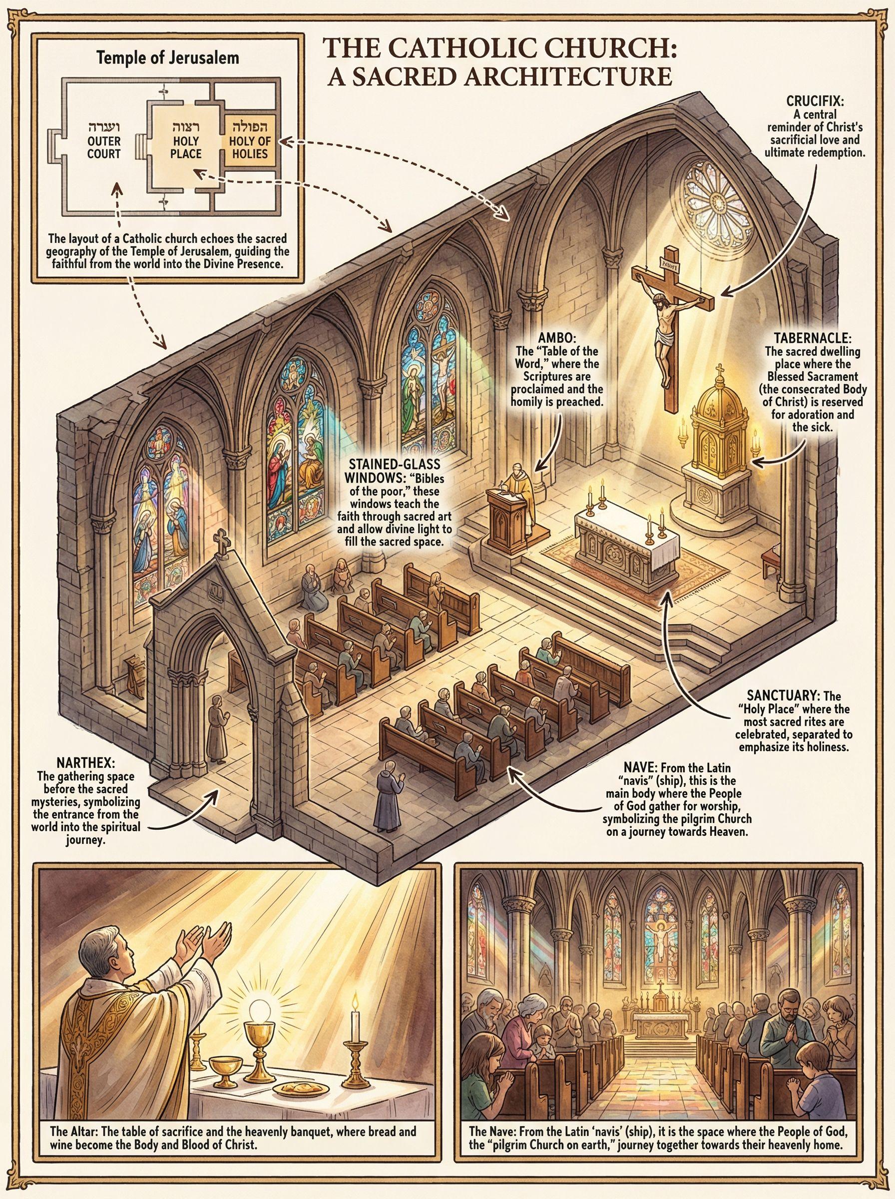 What Is the Anatomy of a Catholic Church: Nave, Altar, and More?